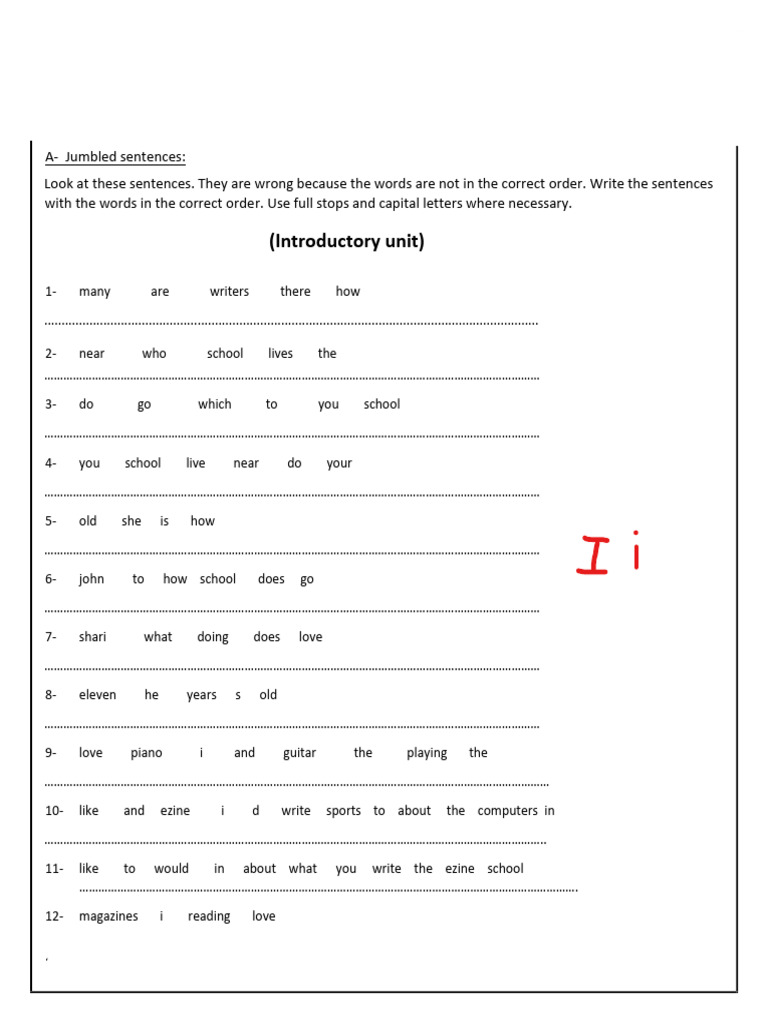 Revision Jumbled Sentences (Unit1-Unit6) | PDF | Tropical Cyclones