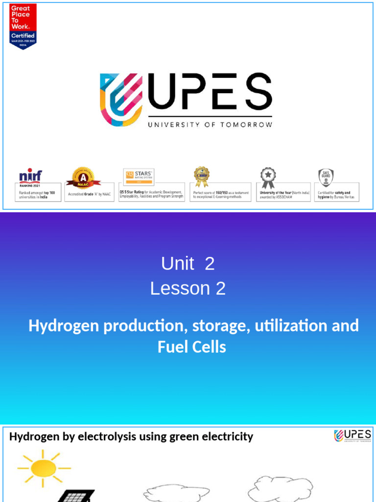 Unit 2 Lesson 2 Hydrogen Production Storage, Utilization and Fuel Cells ...
