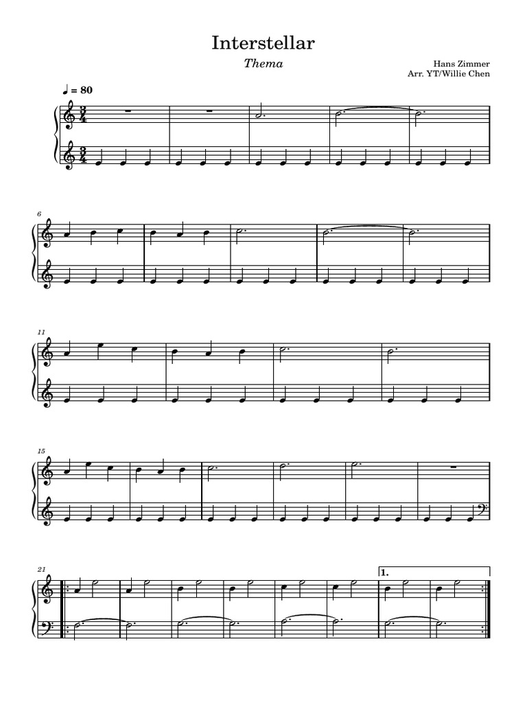 Interstellar - Hans Zimmer (Easy) | PDF