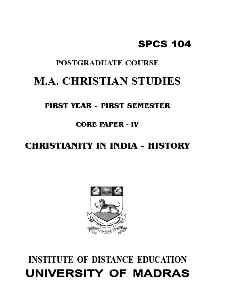 SPCS 104 Christianity in India-History | PDF | Christian Denominational Families