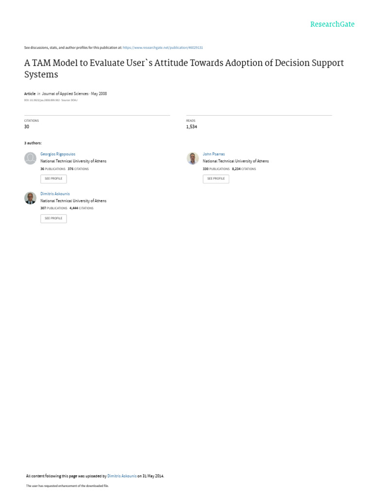 A TAM Model To Evaluate Users Attitude Towards Ado | PDF