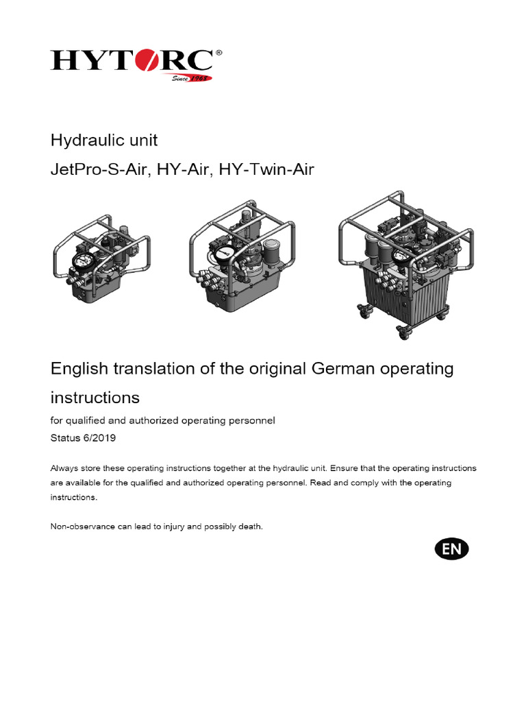 Hytorc HY-Air 2-SA, HY-Twin-Air Operating Instructions Manual ...