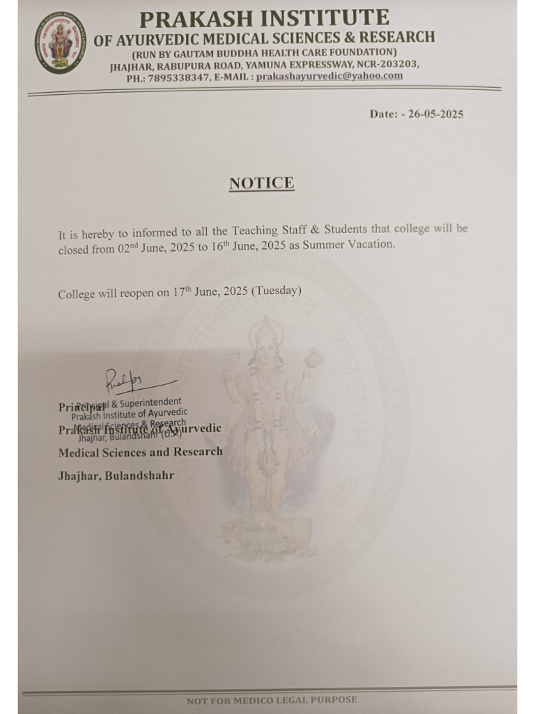 Summer Vacation Notice | PDF