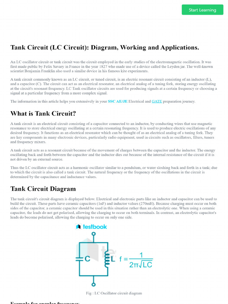 Tank Circuit LC Circuit - Circuit Diagram Working Applications ...