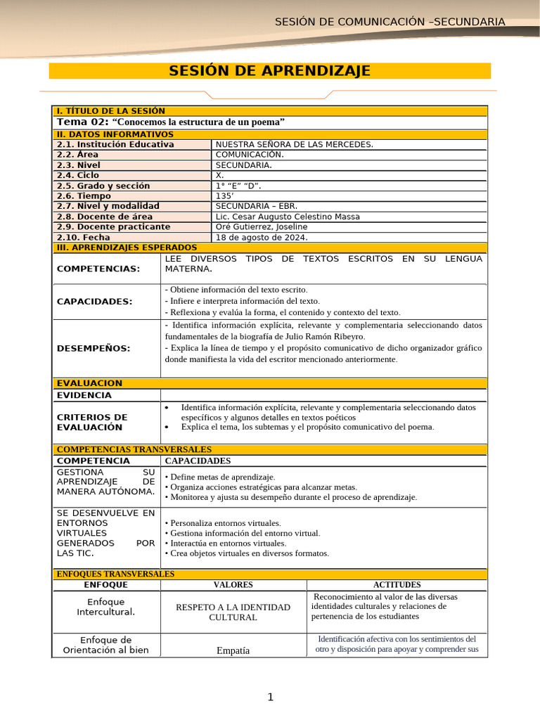 Conocemos La Estructura de Un Poema... | PDF | Aprendizaje | Cognición