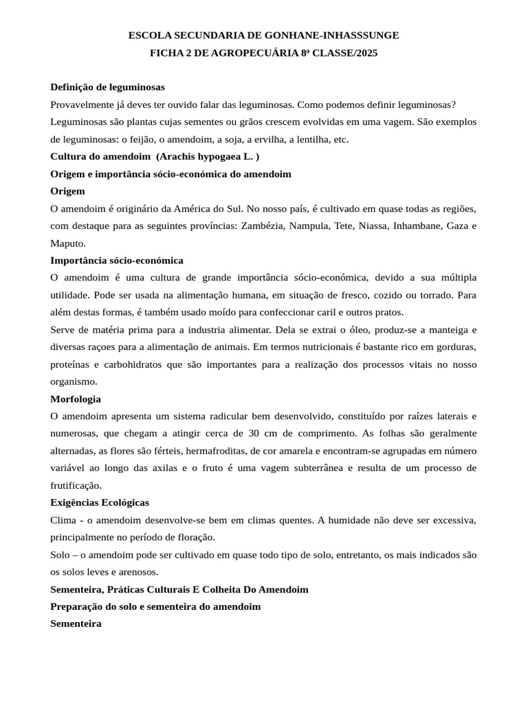 Ficha 8 | PDF | Amendoim | Feijão