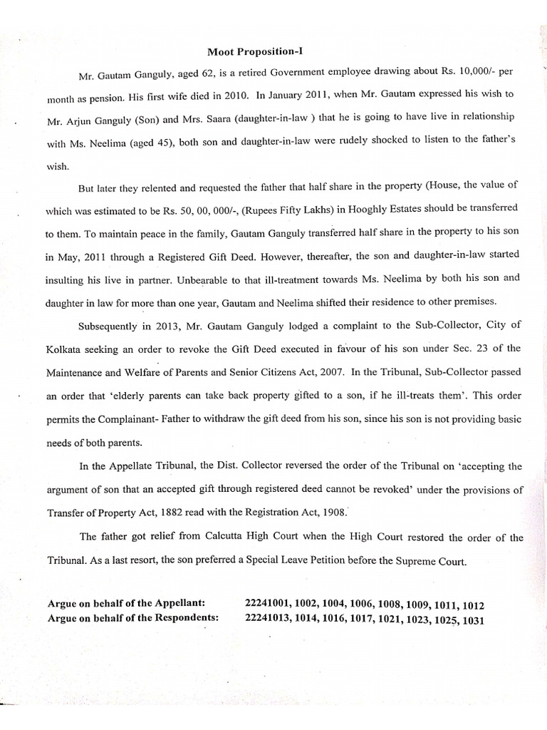 Moot Proposition I | PDF