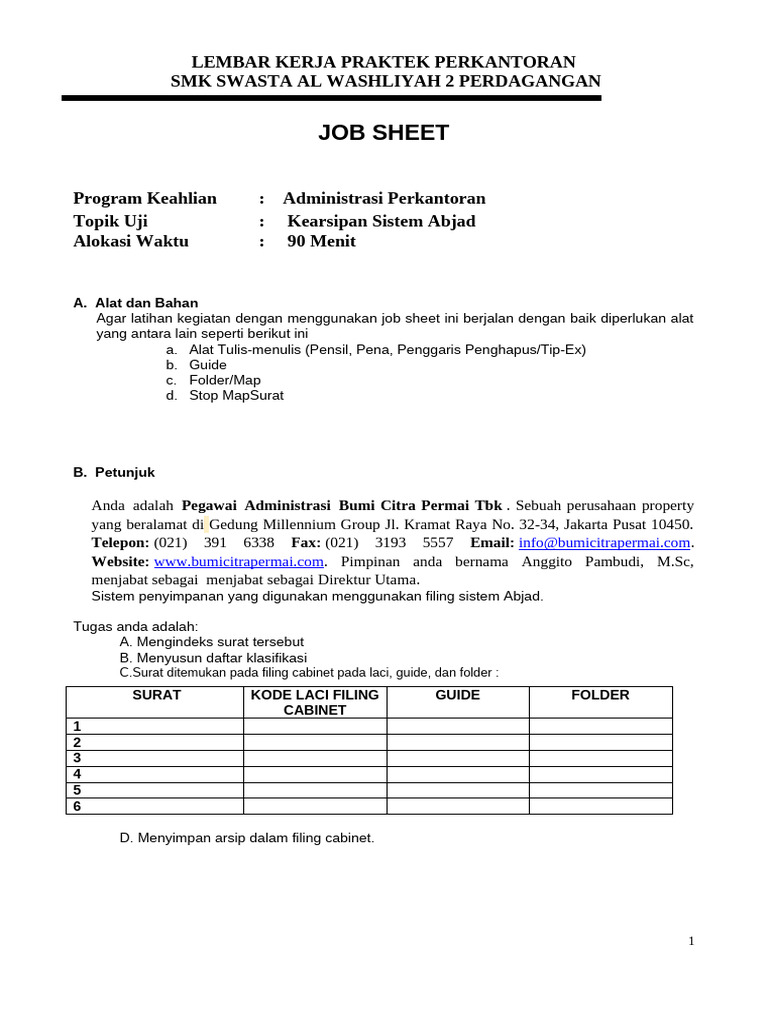 Jobsheet SISTEM ABJAD | PDF