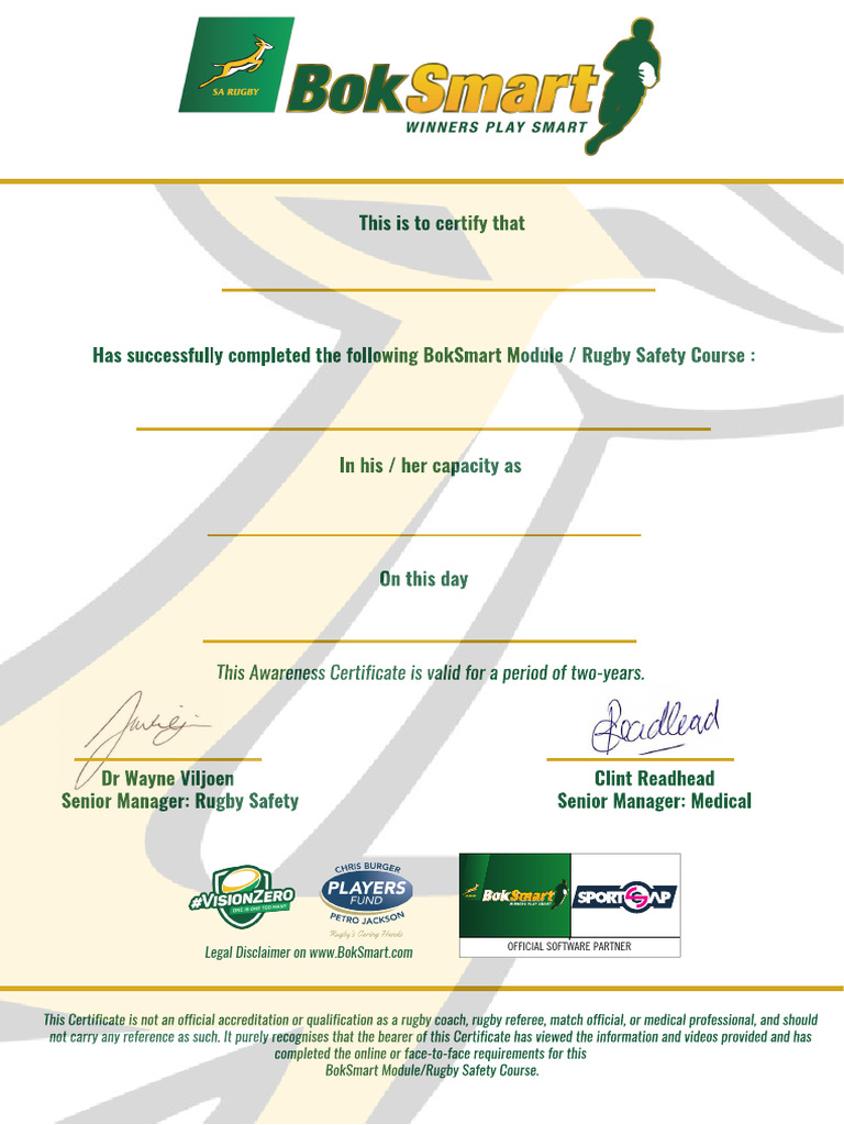 BokSmart 8 Certificate For Andile Andey | PDF