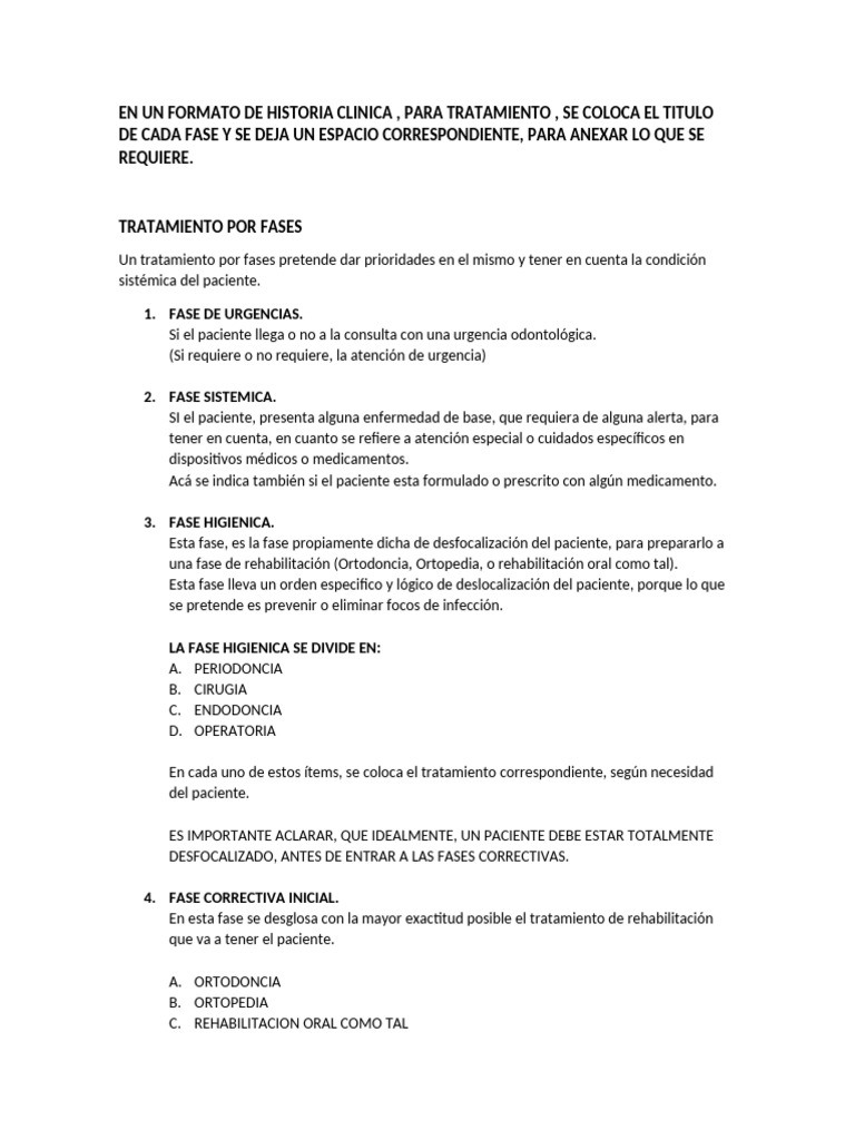 Tratamiento Odontológico por Fases | PDF | Ortodoncia | Medicina CLINICA