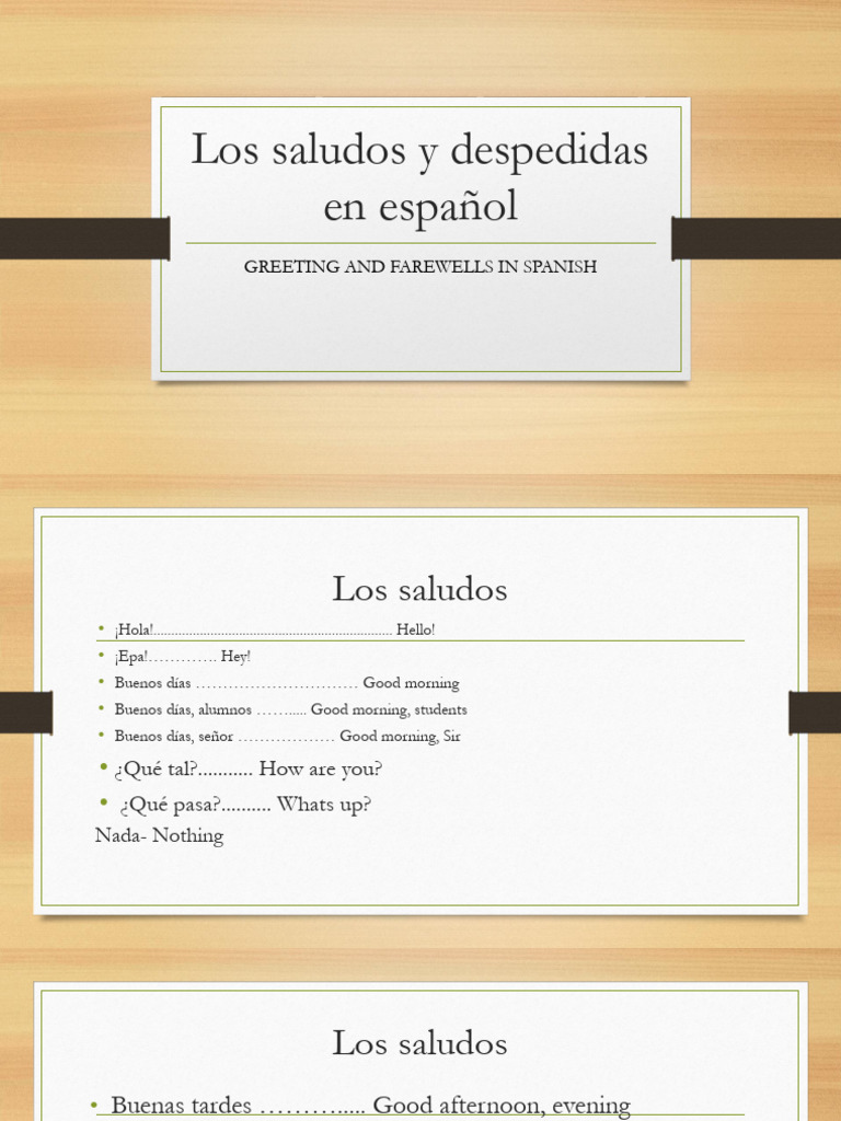 Los Saludos y Despedidas en Español | PDF