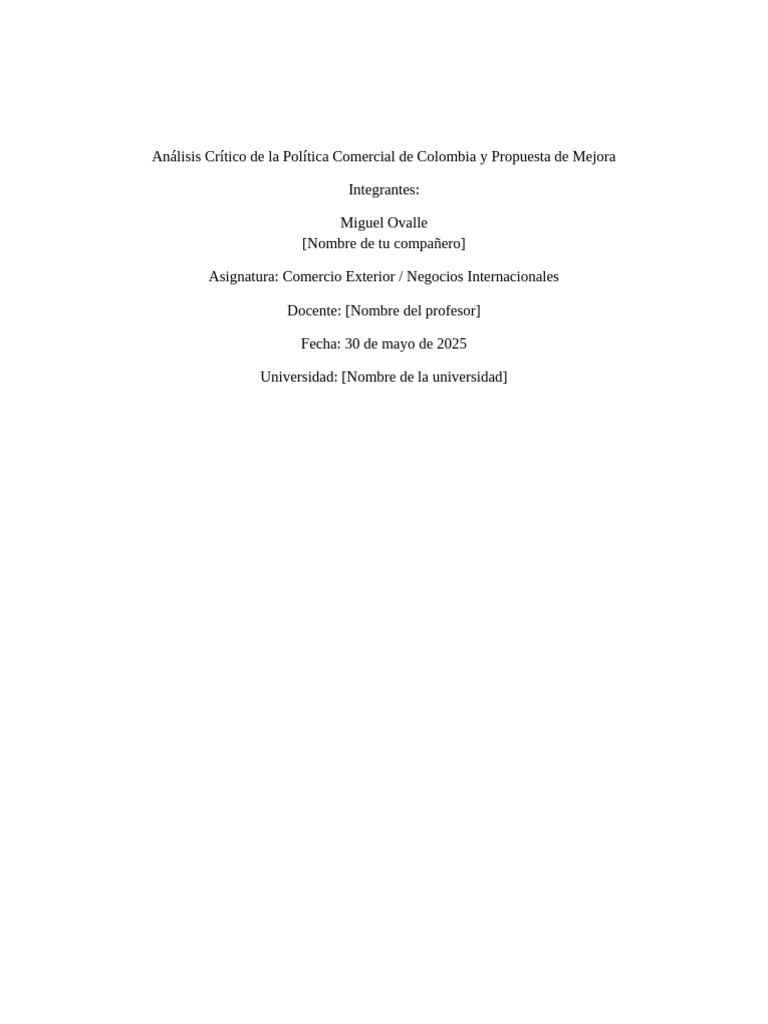 Informe Miguel Ovalle Con Graficos | PDF | Exportaciones | Política ...