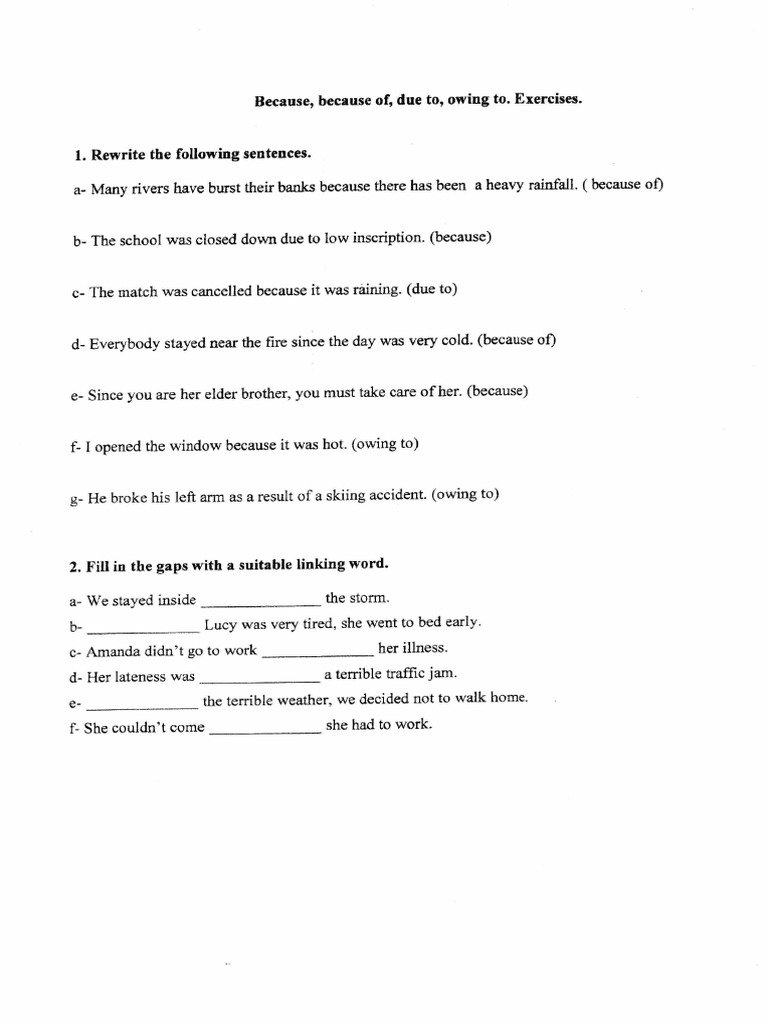 Rephrasing Connectors Exercises | PDF