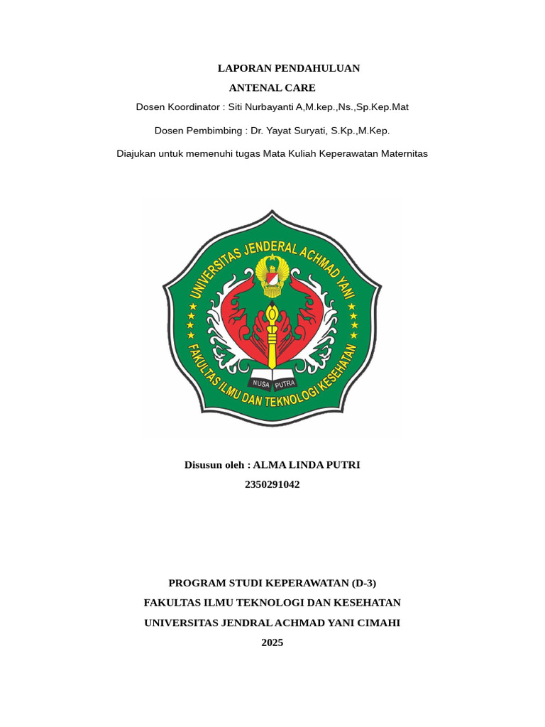 Laporan Pendahuluan Alma Linda 3 | PDF