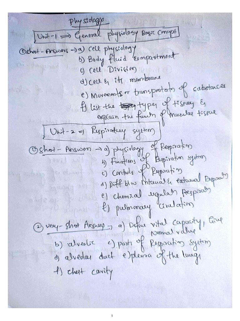 Physiology Imp Questions | PDF