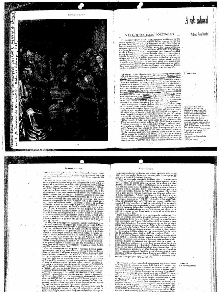II. A. R. Mendes, A Vida Cultural, in História de Portugal | PDF