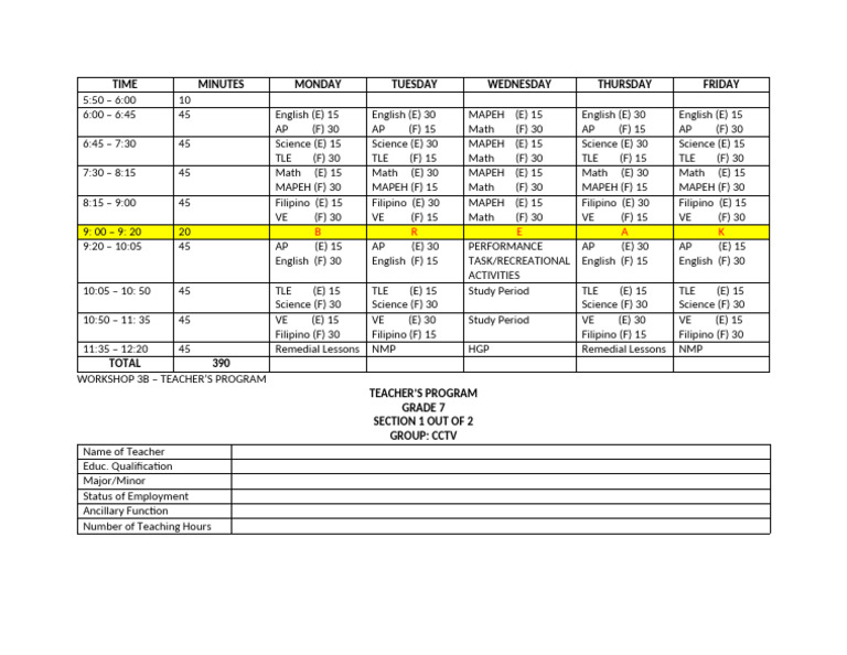 Sample DLP Teacher Program | PDF