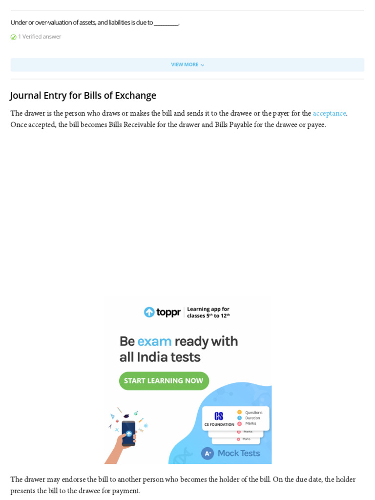 Journal Entry For Bills of Exchange - Journal Entries, Solved Examples ...