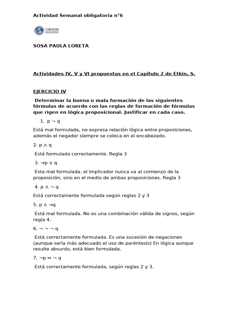 Actividad Lógica Nro 6 Sosa Paula | PDF