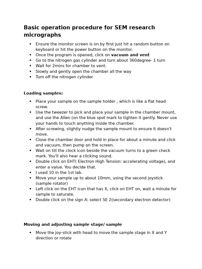 Zeiss SEM Basic Operation Steps - Pt1 | PDF | Scanning Electron ...