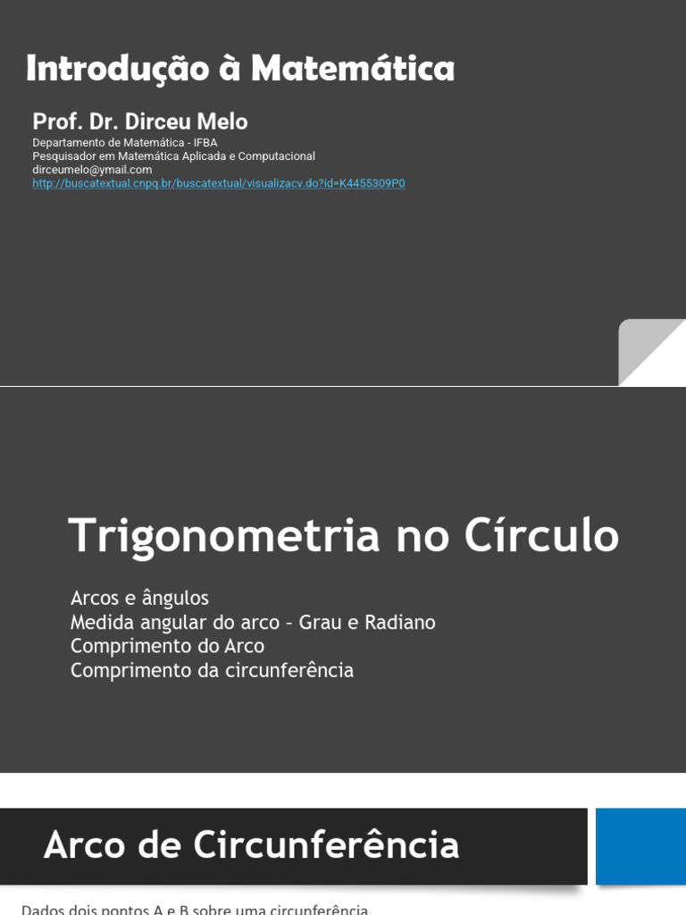 Trigonometria No Circulo 1 - Arcos e Angulos | PDF | Ângulo | Curva