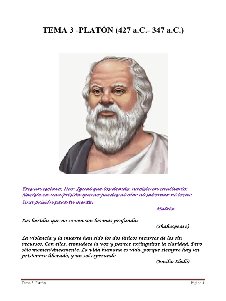 Tema 3 Platón | PDF | Platón | Conocimiento