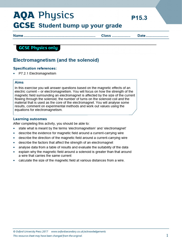 4th Nov - Bump Up Grade Electromagnets and Solenoids | PDF | Electric ...