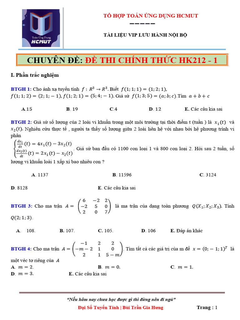 Đề CK HK 212 - ca1 | PDF