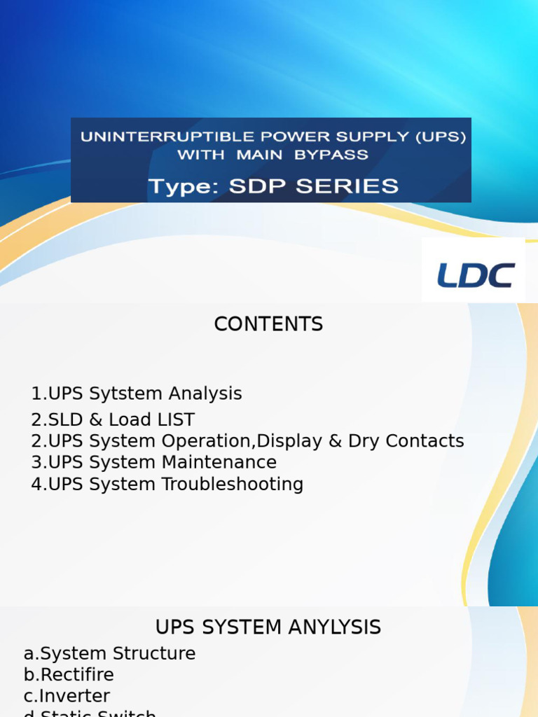 LDC UPS Presentaion | PDF | Power Inverter | Rectifier
