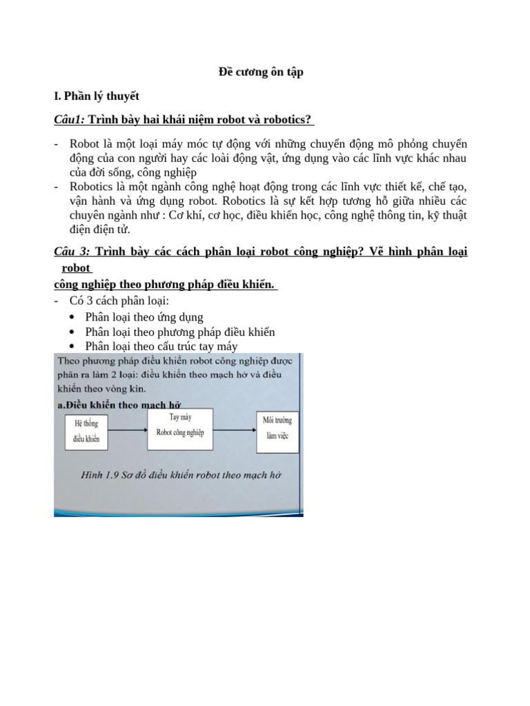 De Cuong On Tap Robot | PDF