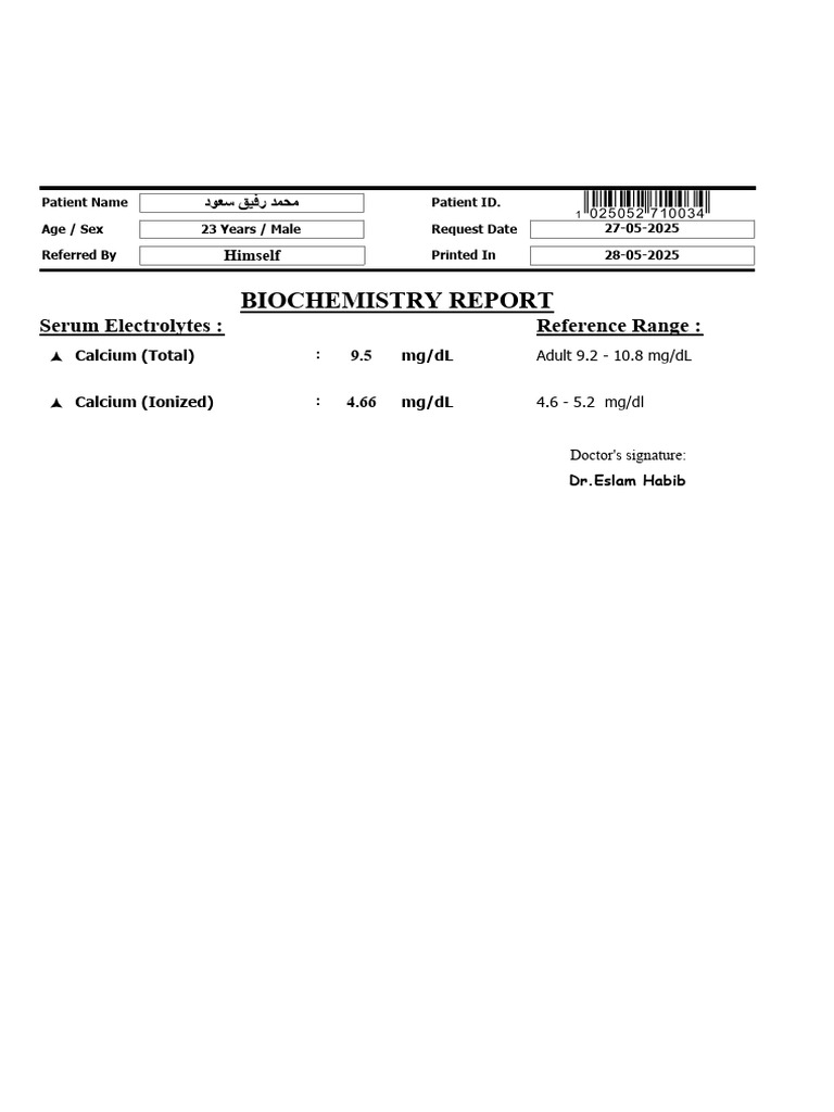 Biochemistry Report: Serum Electrolytes | PDF