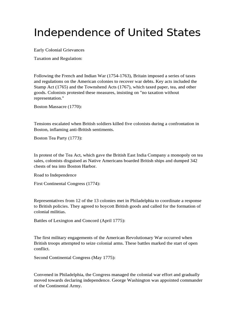 Independence of United States | PDF | Independence Day (United States ...