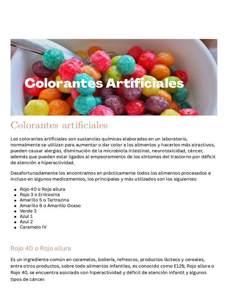 Colorantes En Alimentos Pdf Alimentos