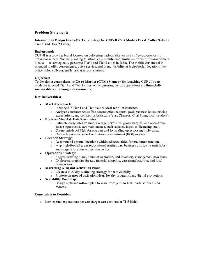 Cup Ji Problem Statement | PDF