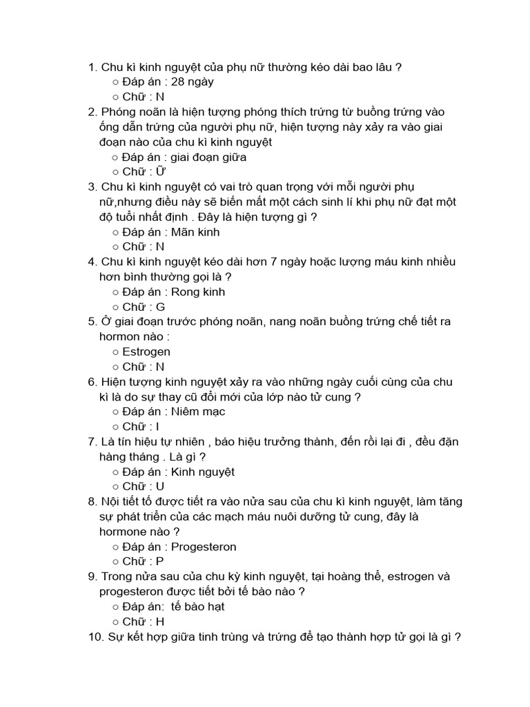 Câu Hỏi Sinh Lí Sdss | PDF