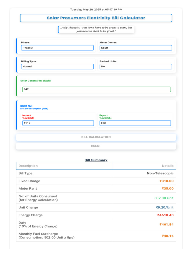 KSEB Solar Bill Calculator Guide | PDF | Solar Power | Renewable Energy