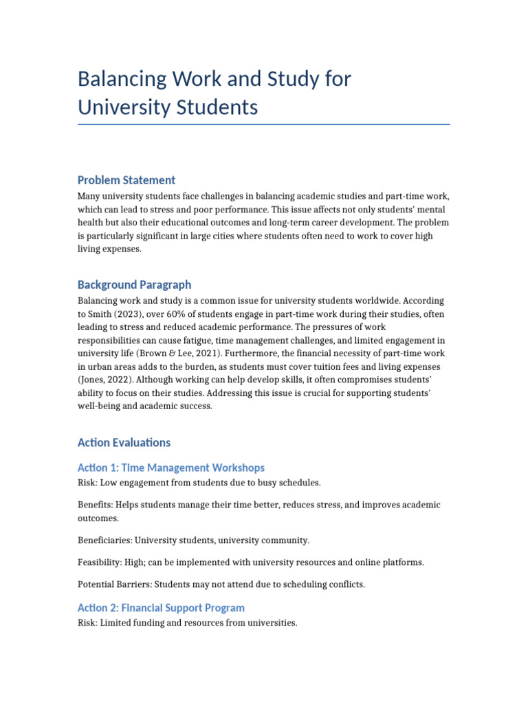 Balancing Work and Study | PDF