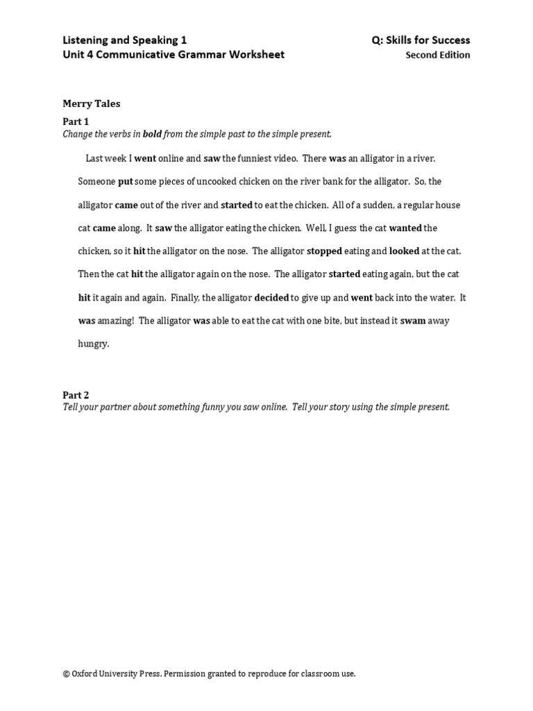 Q2e LS1 U04 GrammarWorksheet | PDF