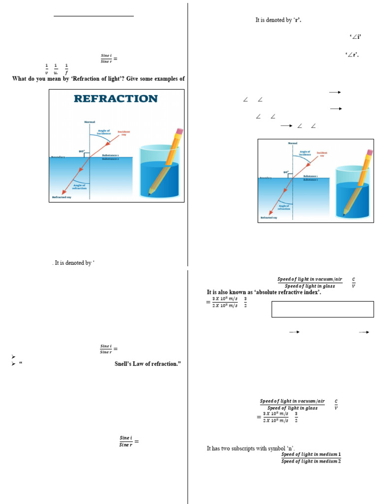 10 Light Refraction Typed PDF | PDF | Refraction | Refractive Index