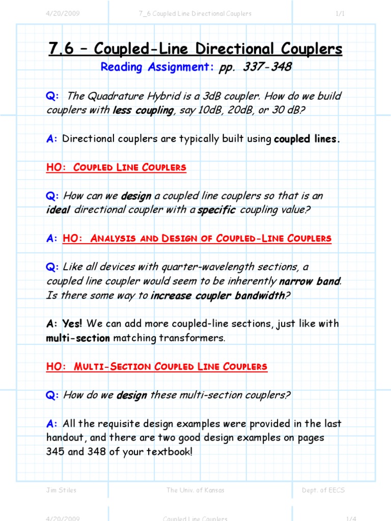 Section 7 6 Coupled Line Directional Couplers Package | PDF ...