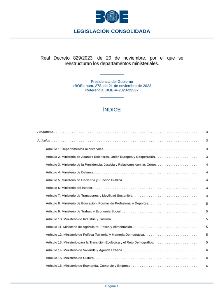 BOE A 2023 23537 Consolidado | PDF | Ministerio (Departamento de Gobierno) | España