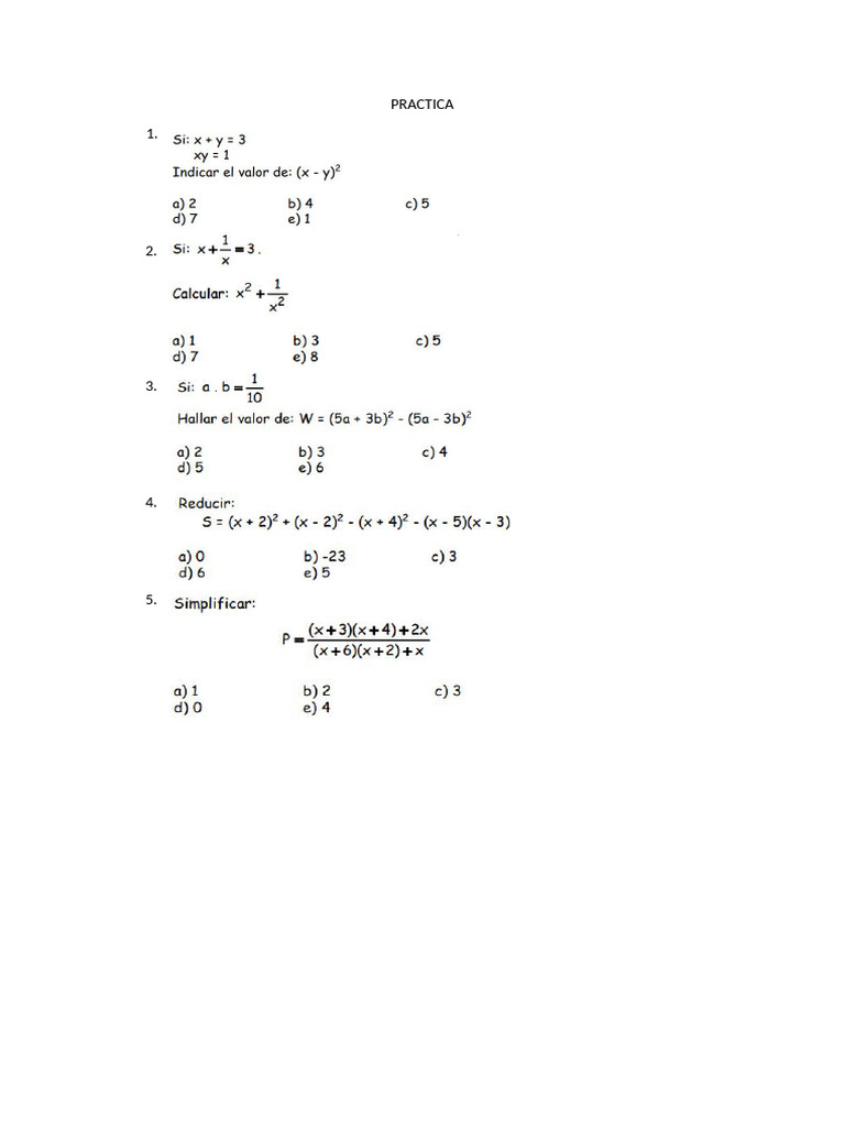 PRACTICA Productos Notables | PDF