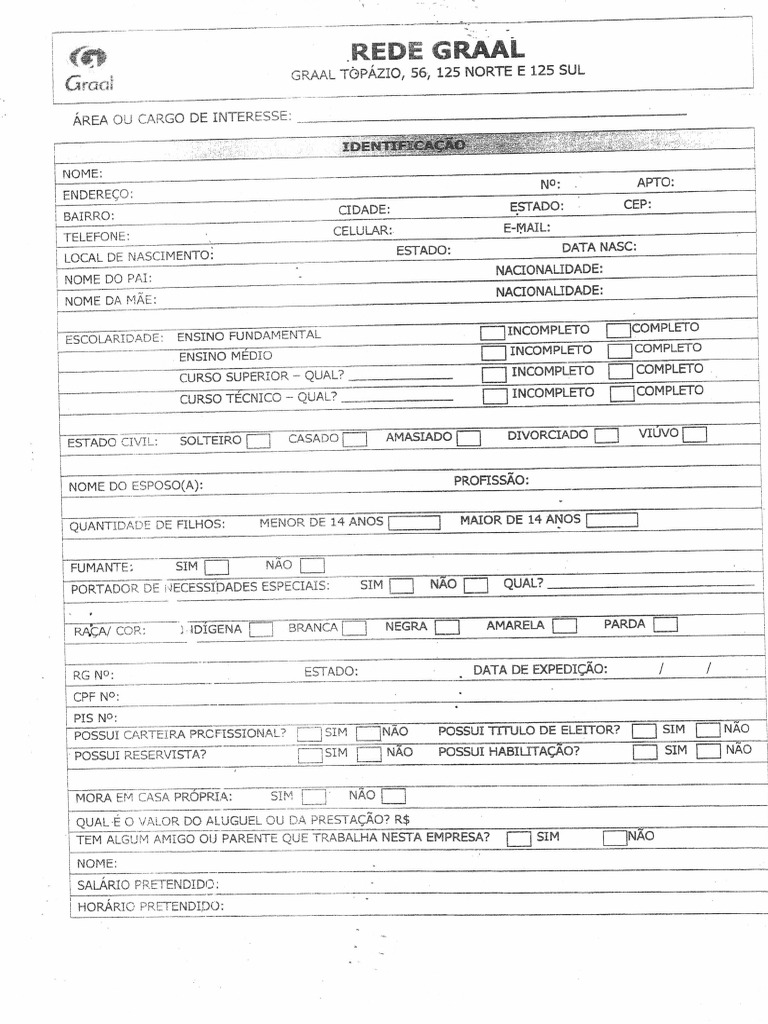 Ficha Rede Graal | PDF