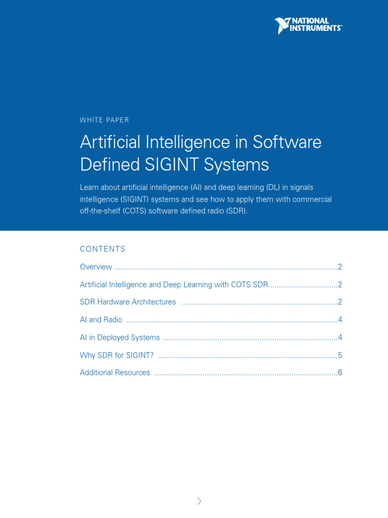 Artificial Intelligence in Software Defined SIGINT Systems | PDF | Software Defined Radio ...