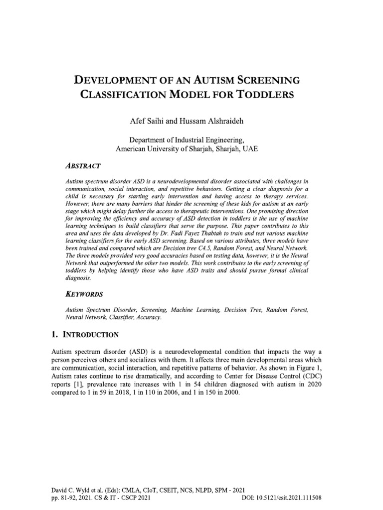 Development of Autism Screening Classification | PDF