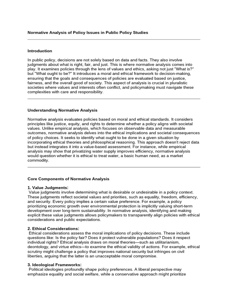 Normative Analysis of Policy Issues Sem6 PP | PDF | Justice | Crime ...