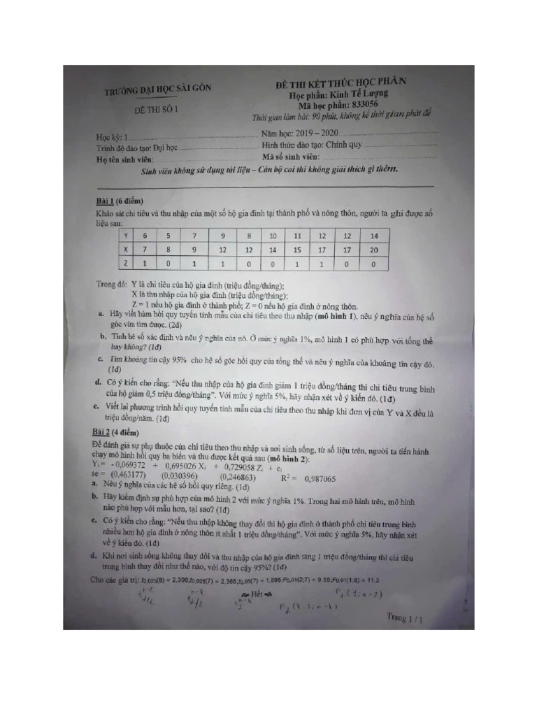 Đề Thi Ktl 19-20 (Hk1) | PDF