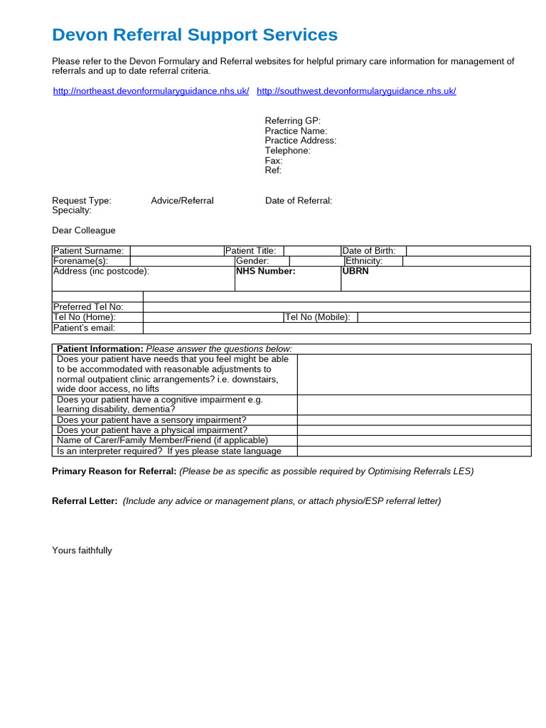 DRSS Referral Template v1 2018 No Merge Fields | PDF | Disability ...