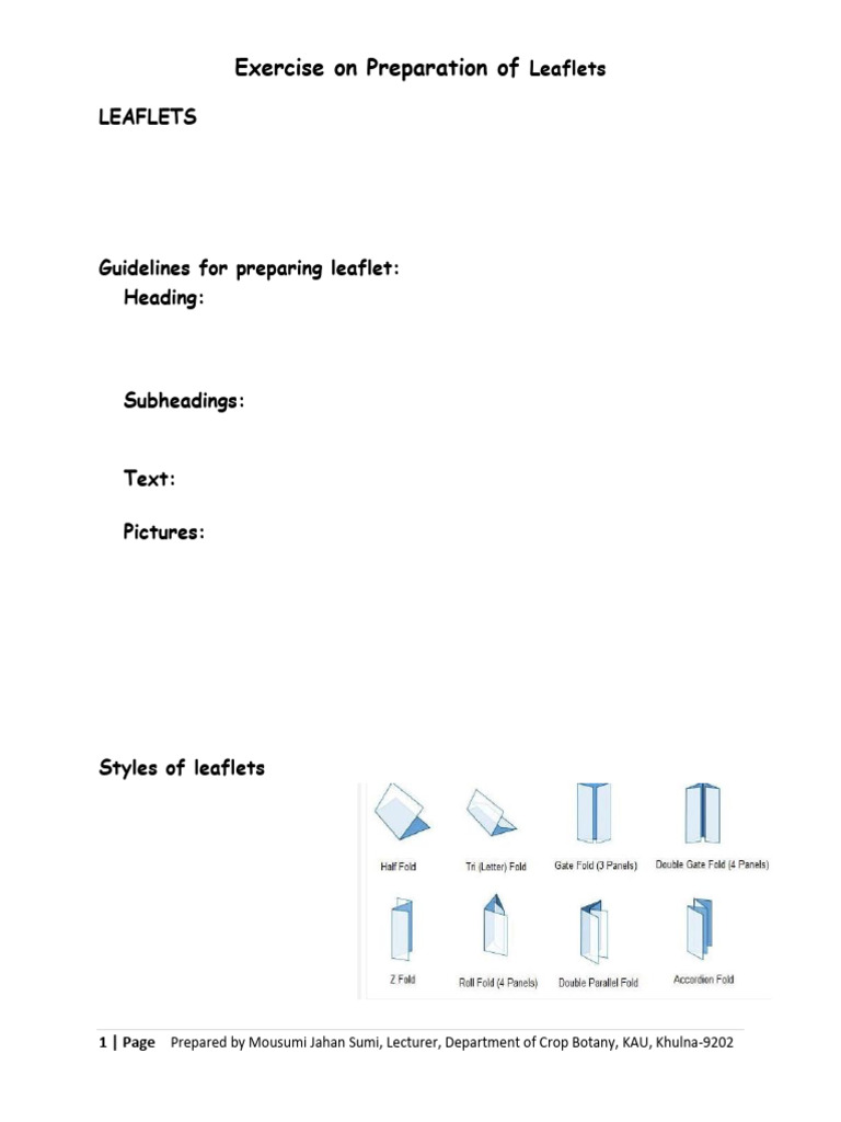 Exercise On Preparation of Leaflets | PDF | Human Communication