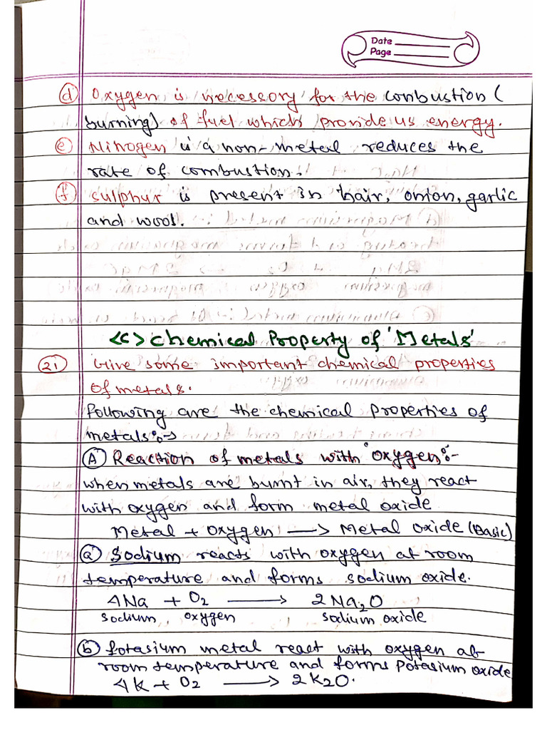 10 Metal & Non Metal Hand Written II | PDF